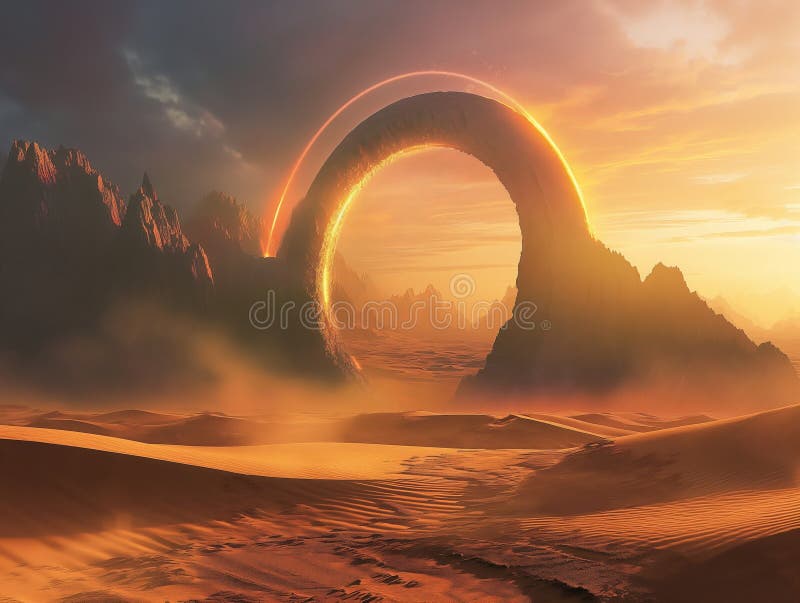 Mystical Solar Eclipse on an Alien Desert Planet Stock Photo - Image of ...