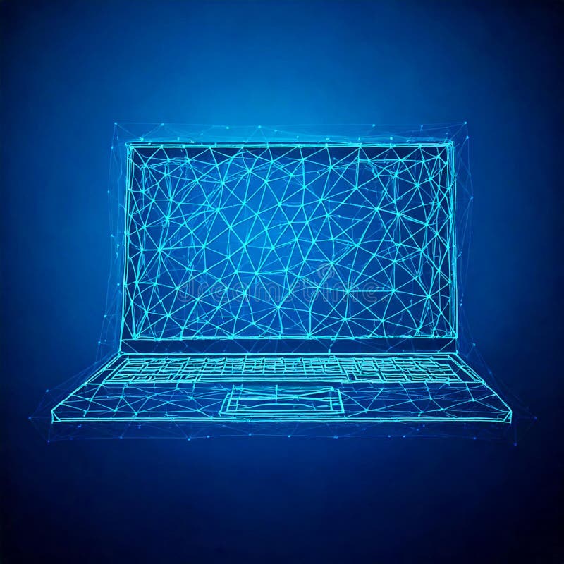 Stunning Laptop Poly Art: Notebook Polygonal Vector on Blue Background ...