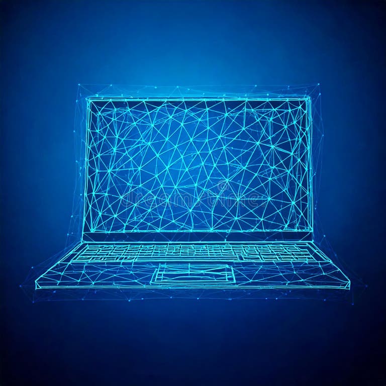 Stunning Laptop Poly Art: Notebook Polygonal Vector on Blue Background ...