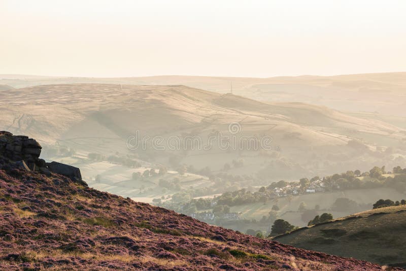 Stunning Late Summer Landscape Image Looking through Heather into ...