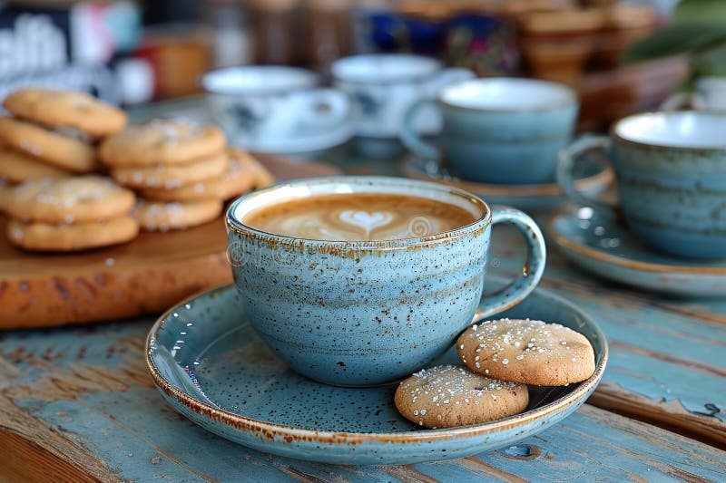 Stunning Latte Art Design Paired with a Delightful Cookie on a Charming ...