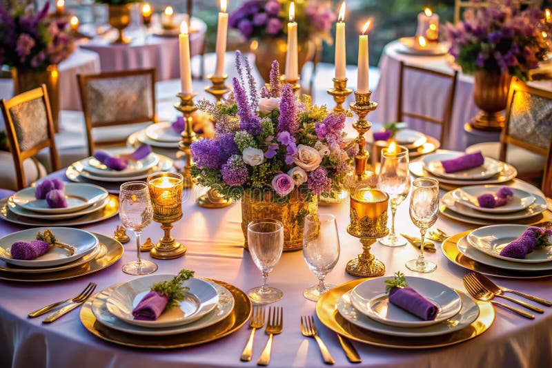Stunning Lavender Wedding Tablescape an Aerial Perspective of a Formal ...