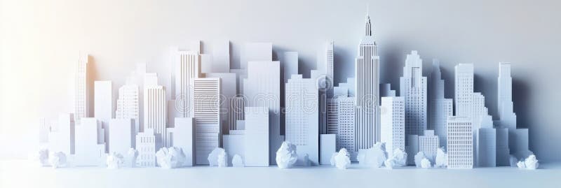 Stunning Layered Cut Paper City Skyline with Soft Lighting and Modern ...