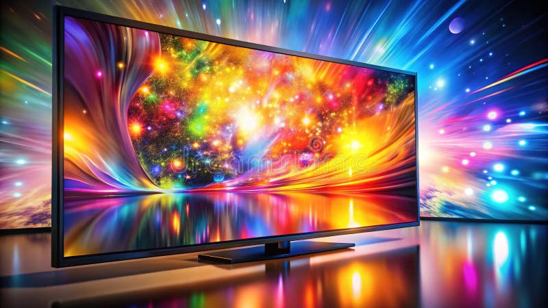 Stunning LCD Wide Screen Display with Colorful Blurred Textures Double ...