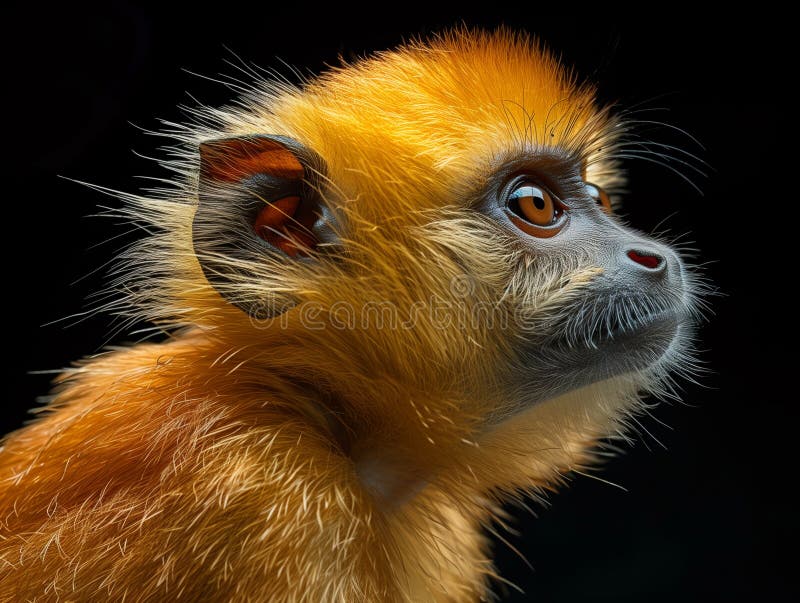Stunning Left Side View of a Golden Monkey, Showcasing Its Vibrant Fur ...