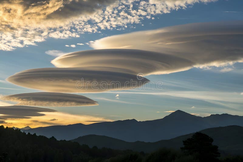 Stunning Lenticular Clouds for Sky Illustrations. Stock Illustration - Illustration of unique ...