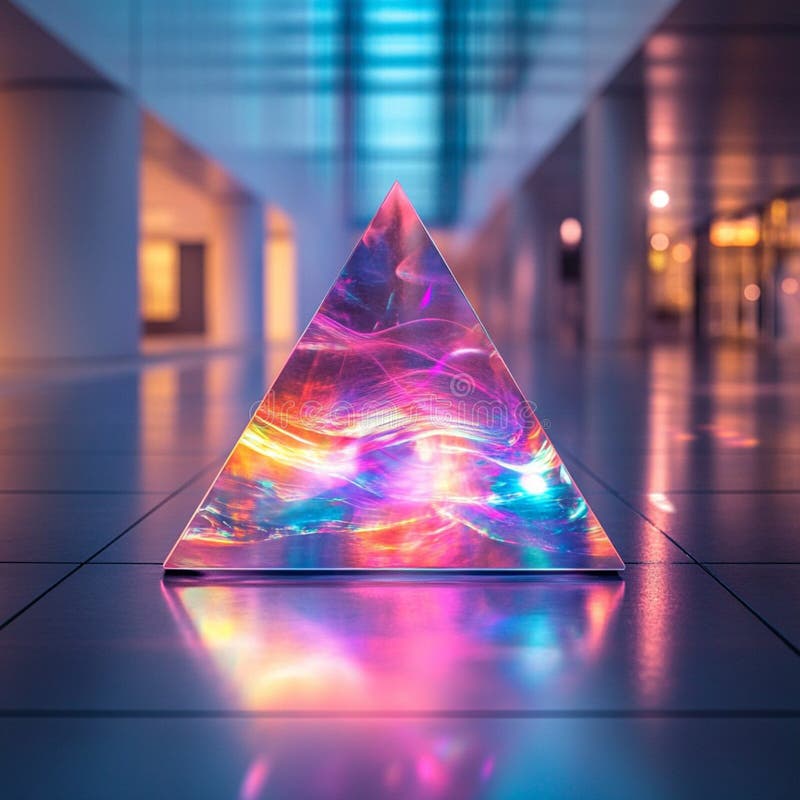 Stunning Light Reflection on a Colorful Pyramid Prism Displaying ...