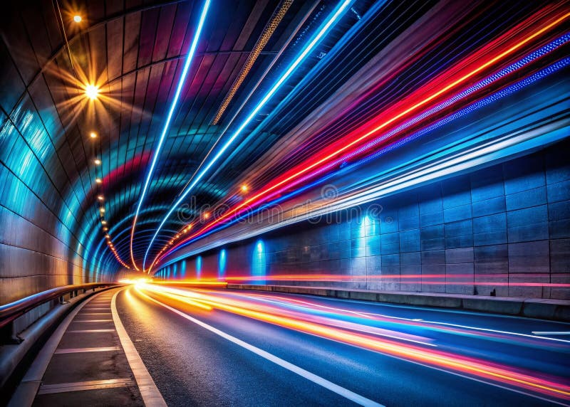 Stunning Light Trails in a Tunnel a Long Exposure Masterpiece of ...