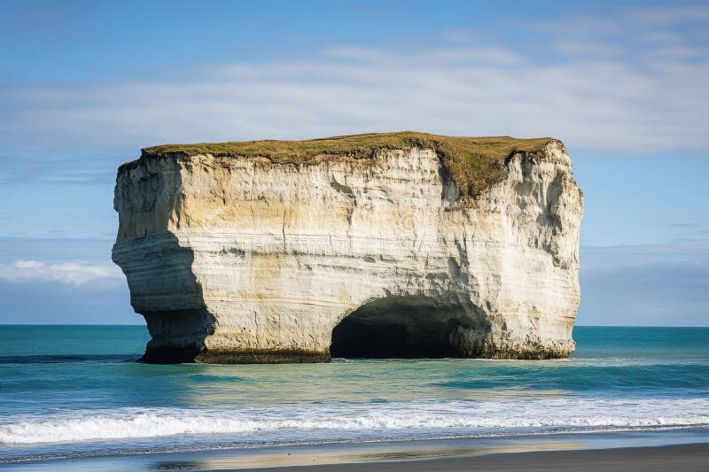 Stunning Limestone Rock Formation Arches Over Tranquil Ocean Waves at ...