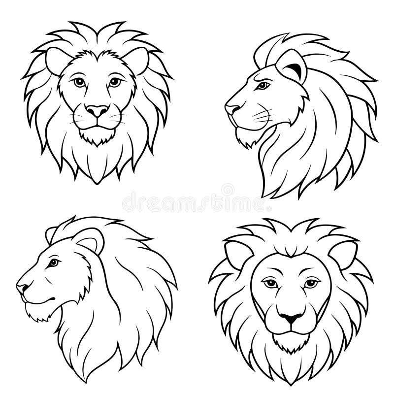 Lion Face Line Drawing Stock Illustrations – 4,845 Lion Face Line ...