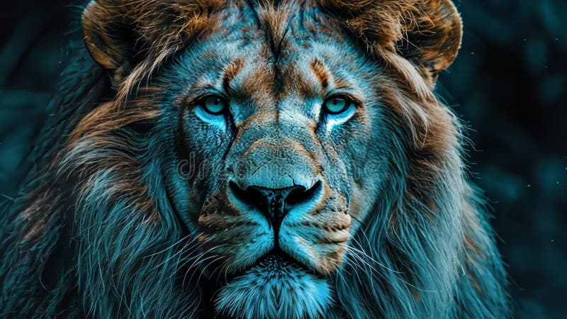 Majestic Lion Portrait Captured in Vibrant Colors in a Serene Natural ...