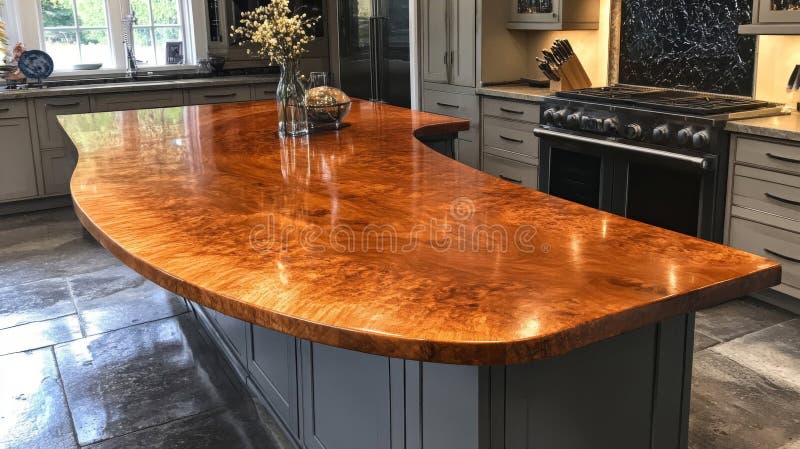 Stunning Live Edge Wood Kitchen Island Countertop Stock Illustration ...