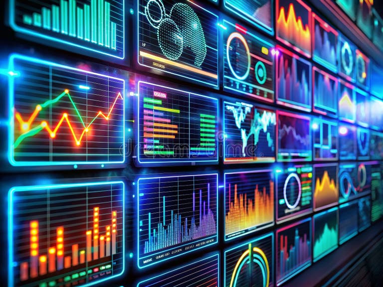 Stunning Long Exposure of Glowing Data Dashboards Visualizing Modern ...