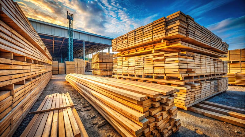Stunning Long Exposure of a Massive Pine Lumber Stack at a Construction ...