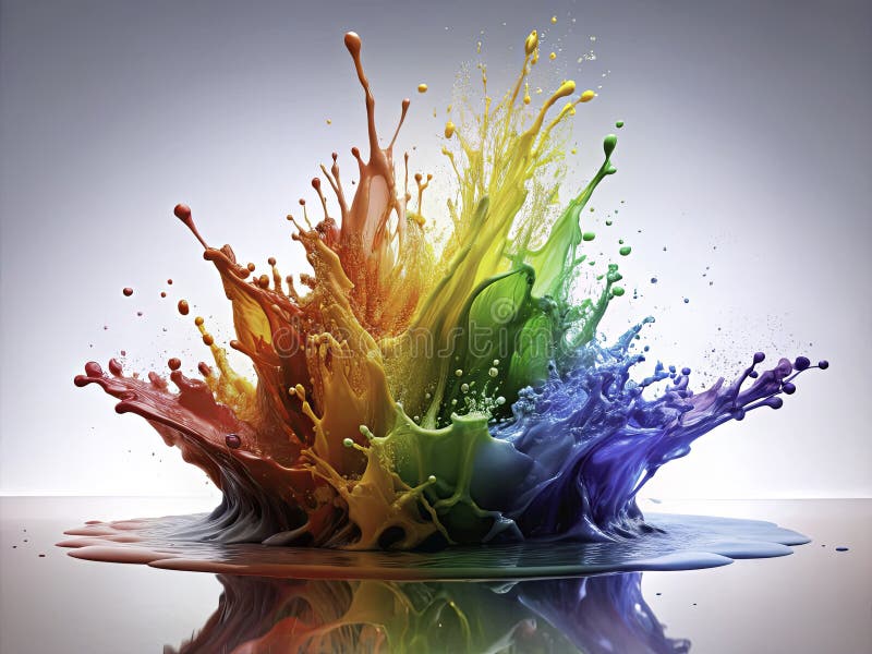 Stunning Low Light Rainbow Splash a Multicolor Paint Burst Exploding on ...