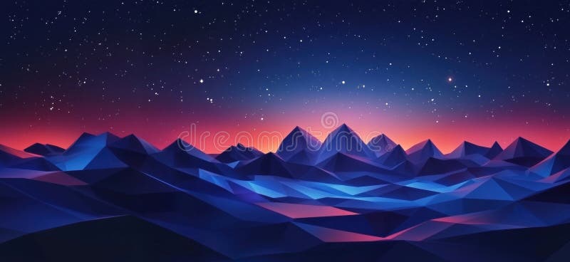 Vibrant Low Poly Mountains Under Starry Night Sky Stock Photos - Free ...