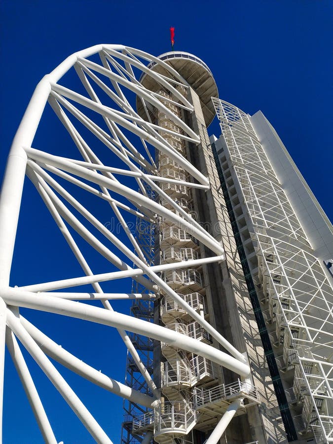 Stunning Lowangle View of a Modern, White Observation Tower Against a ...