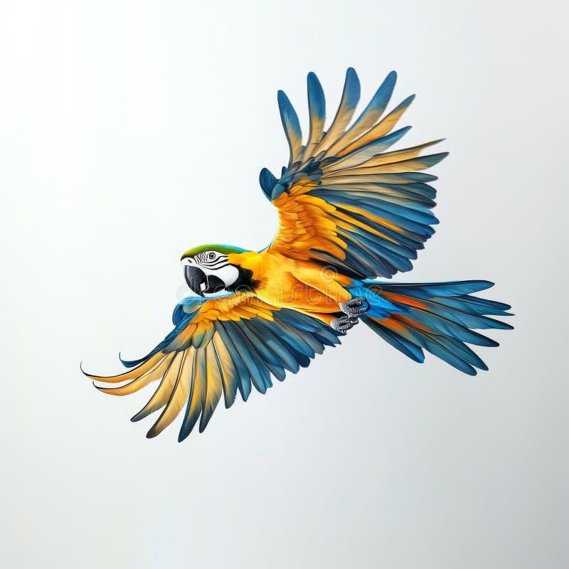 A Stunning Macaw Parrot with Yellow and Blue Plumage, Isolated on a ...