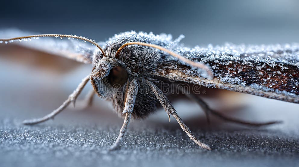 Hyper Realistic Image of a Winter Moth with Frozen Wings and Antennae ...