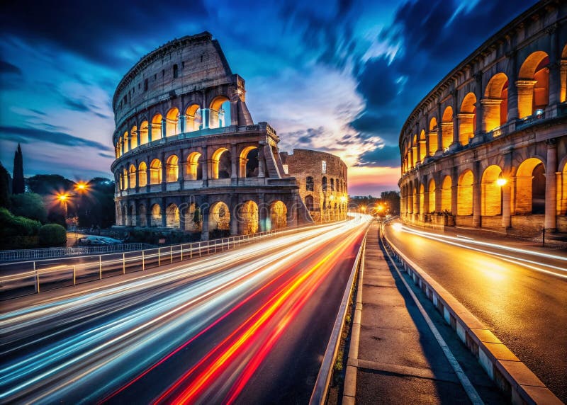 A Stunning Macro Perspective of the Illuminated Colosseum at Night ...