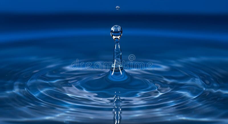 Water Drop Splash: Blue Background Macro Ripple Impact Liquid Stock ...