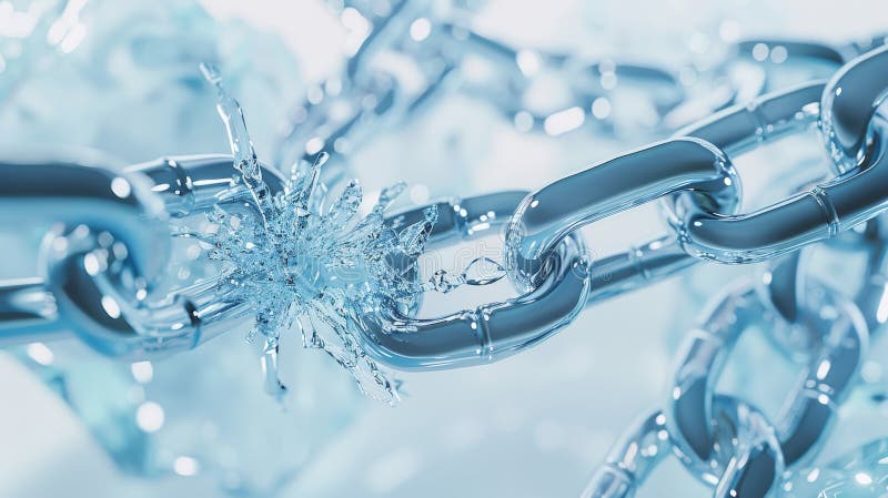 Stunning Macro Shot of a Broken Chrome Chain on a Soft Blue Background ...