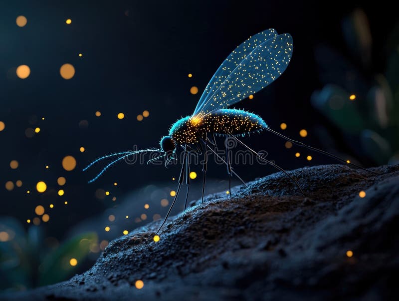 A Stunning Macro Shot of a Glowing Mosquito Surrounded by Ethereal ...