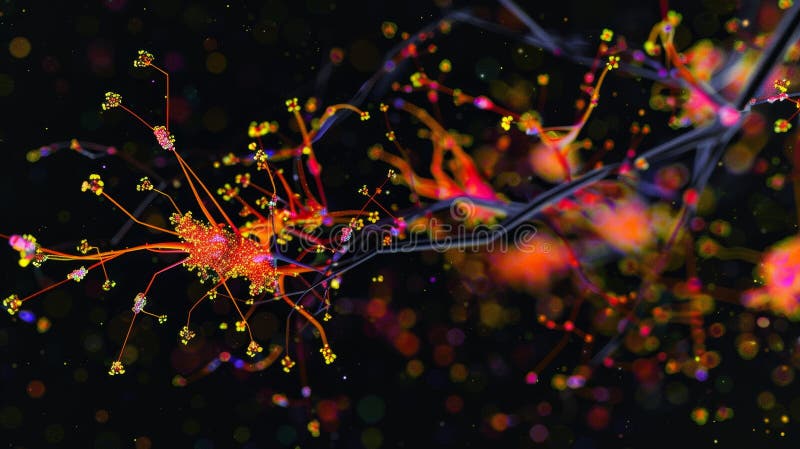 Stunning Macro Shot of Vibrant Human Brain Neurons with Sparkling ...
