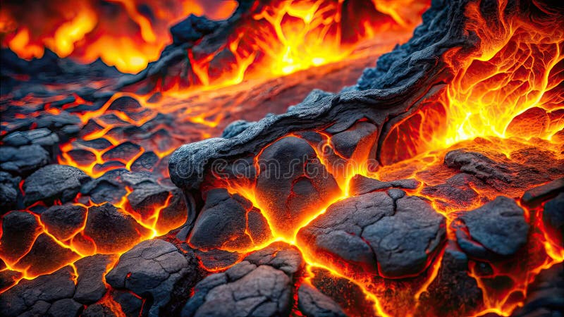 A Stunning Macro View of Fiery Grunge Textures Lava Structures and ...