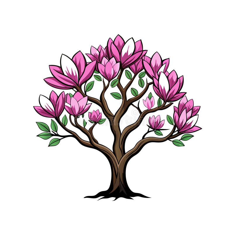 Stunning Magnolia Tree Artwork Stock Illustration - Illustration of ...