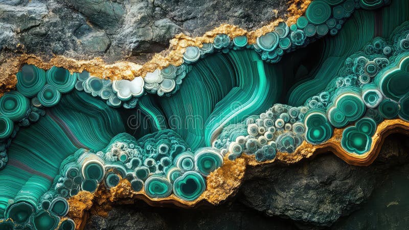 Stunning Malachite and Quartz Formation Stock Image - Image of ...