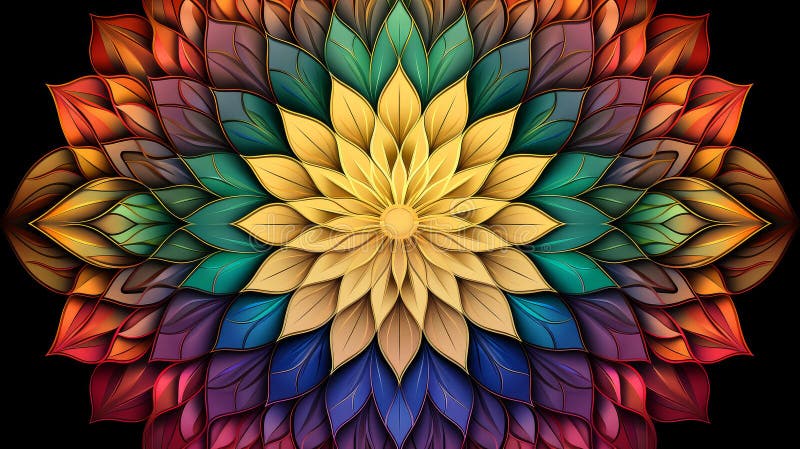 Stunning Mandala Illustration with Symmetrical Patterns and Vibrant ...