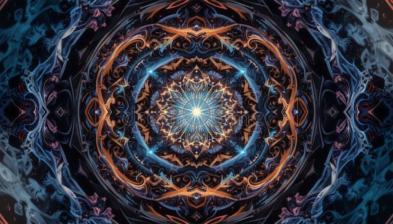 Stunning Mandala of Light and Shadow: Abstract Generative Art Stock ...