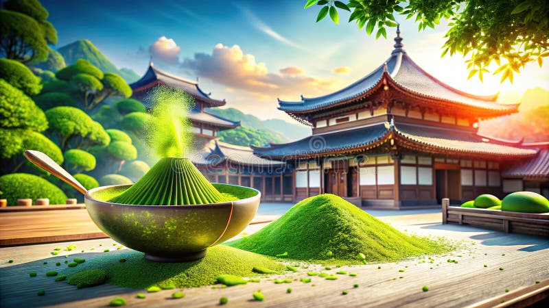 A Stunning Matcha Powder Explosion Architectural Exterior Rendering in ...