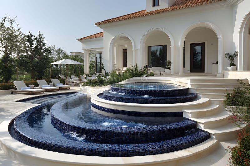 Luxurious Mediterranean Villa with Tiered Infinity Pool for Relaxation ...