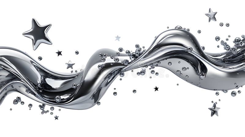 Stunning Metallic Waves with Decorative Stars and Bubbles in High ...