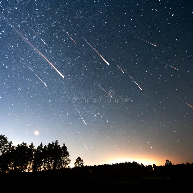 Meteor Shower Isolated on White Background Stock Illustration ...
