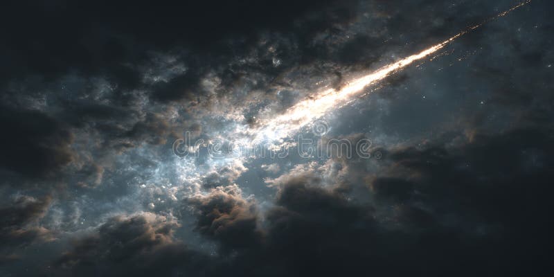 Stunning Meteor Shower Night Sky Image Stock Illustration ...