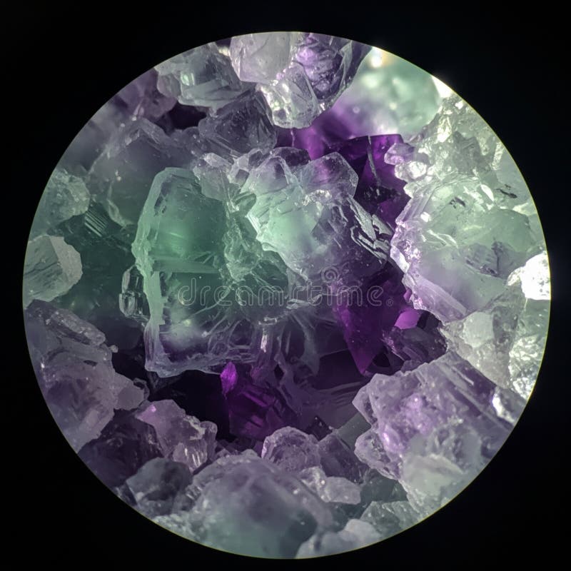 Vibrant Fluorite Crystals Under Microscope Stock Photo - Image of ...