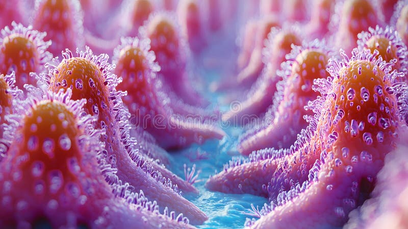 Microscopic View of Ciliated Cells Detailed 3D Render of Cellular ...