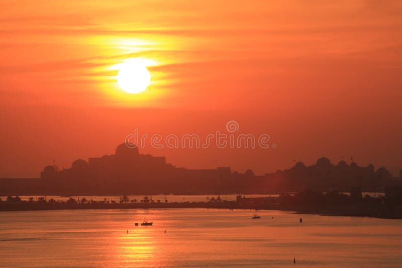 Stunning Eastern Monastery Bathed in the Golden Light of Sunset Stock ...