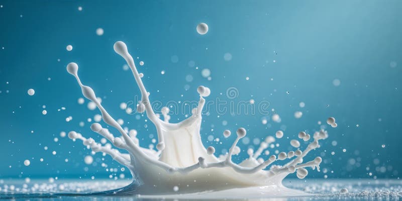 Stunning Milk Splash Dynamic White Liquid Crown on Blue Background ...