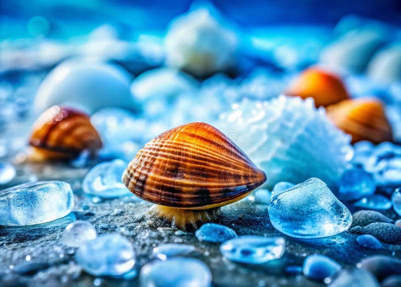 Stunning Miniature Arctic Shellfish Displayed on a Crisp Ice Surface a ...