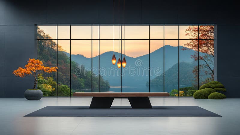 Minimalist Living Room with Rustic Table and Long Chest of Drawers in ...