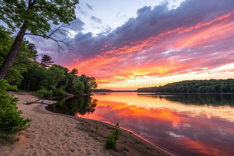 Stunning Minnesota Lake Sunset Stock Illustrations – 16 Stunning ...