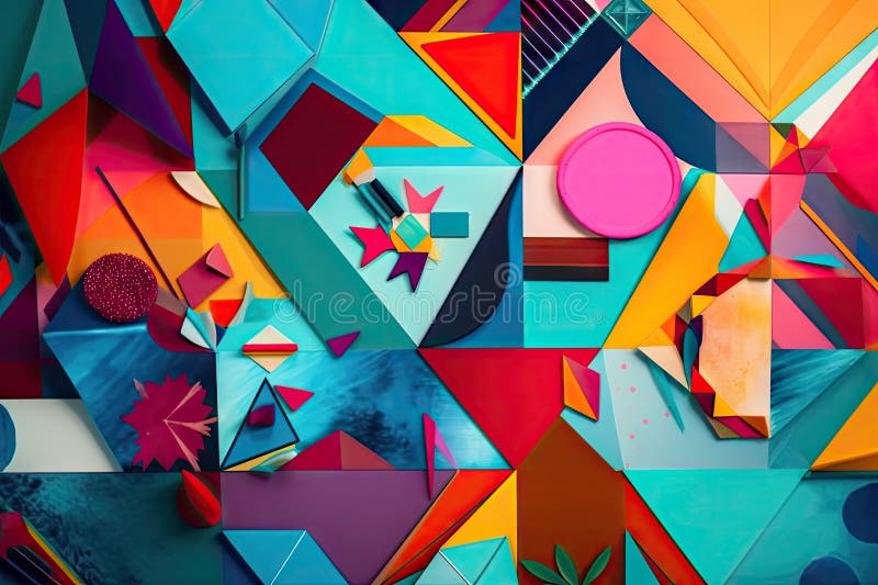 Stunning Mix of Geometric Shapes and Vibrant Colors Stock Illustration ...