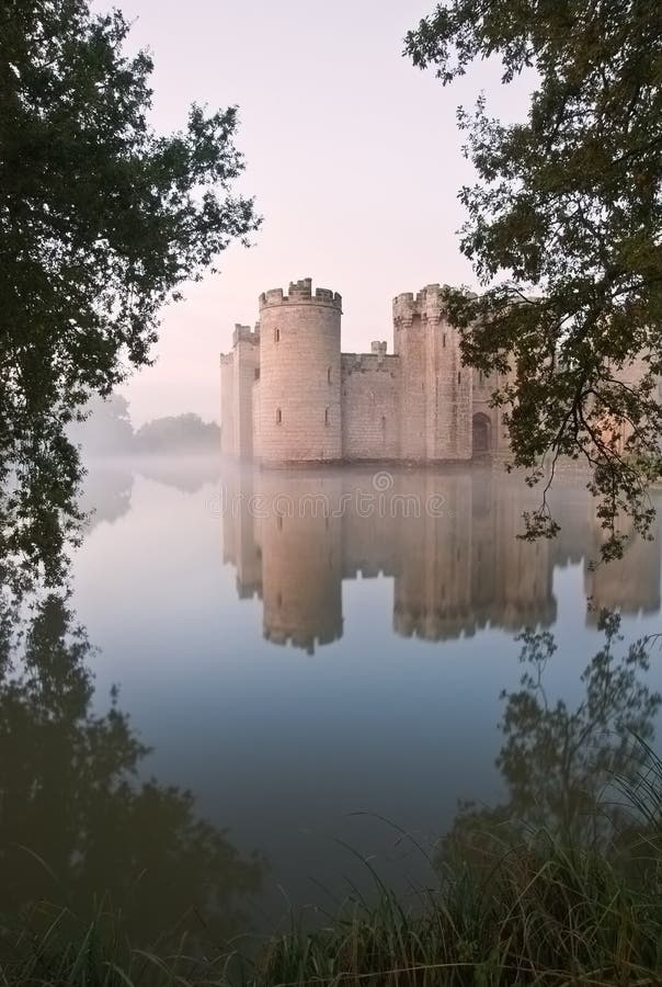 Stunning Moat and Castle in Autumn Fall Sunrise with Mist Over M Stock ...