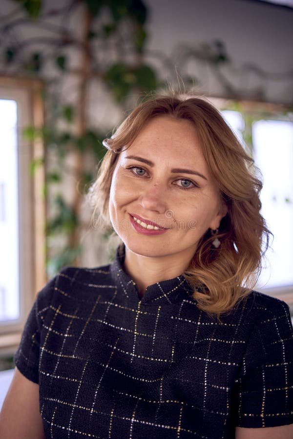 Stunning Model in Business Mini Dress Posing in Modern Office Space ...