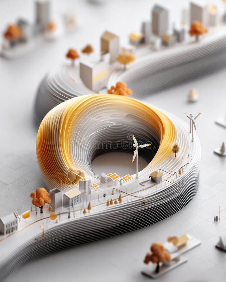 Innovative City Model Showcasing Wind Turbines and Renewable Energy ...