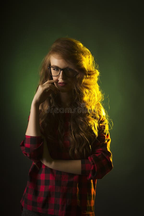 Stunning Model Wearing Glasses in the Shadows Stock Photo - Image of ...